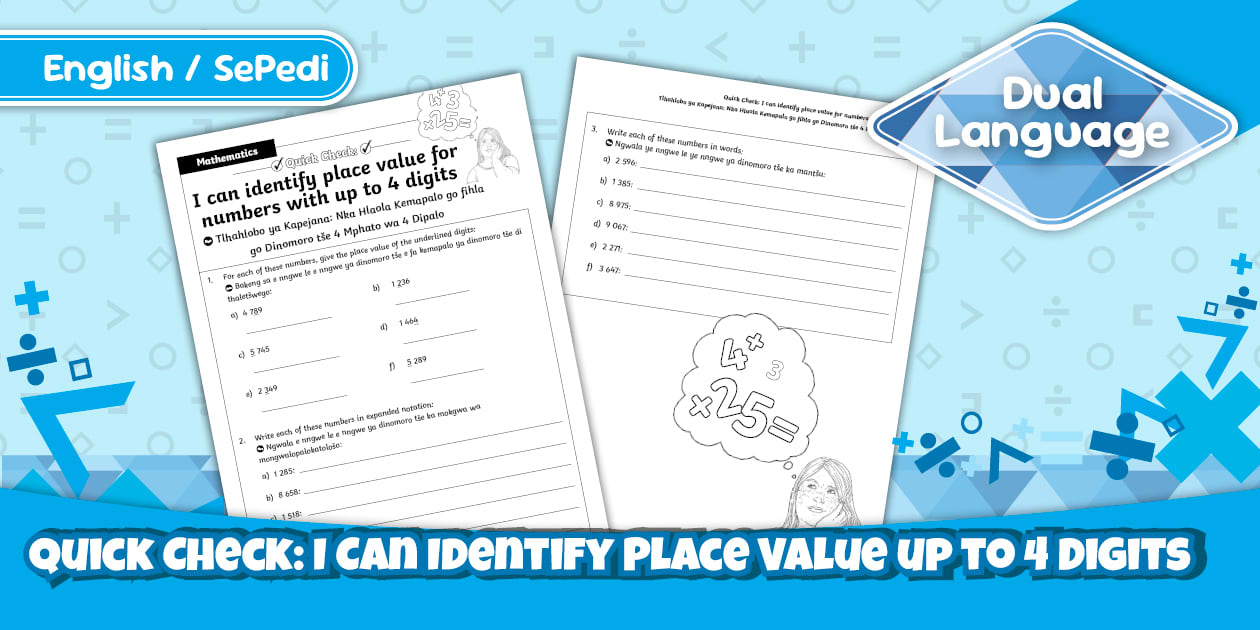Grade 4 Maths I Can Identify Place Value Sepedi/English