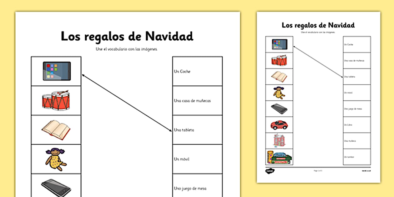 Black and White Christmas Presents Match up Spanish - Twinkl