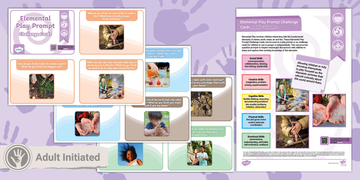 Play for All Ages - Elemental Play Prompt Challenge Cards