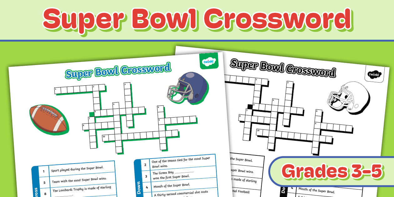 Super Bowl Crossword for Kids | Twinkl Resources