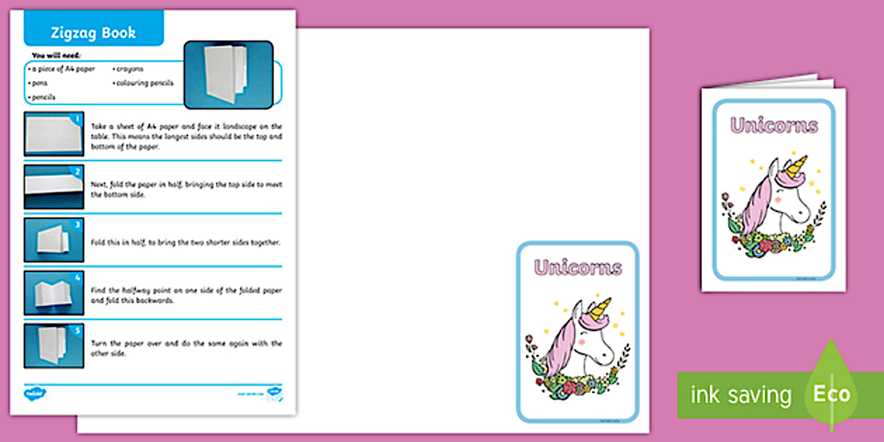 Unicorns Mini Zigzag Booklet (Hecho por educadores) - Twinkl