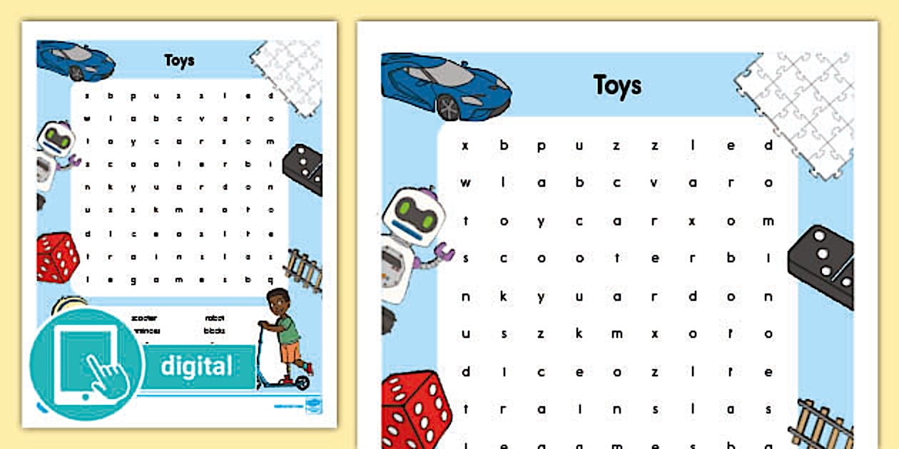 Toys Word Search (Teacher-Made) - Twinkl