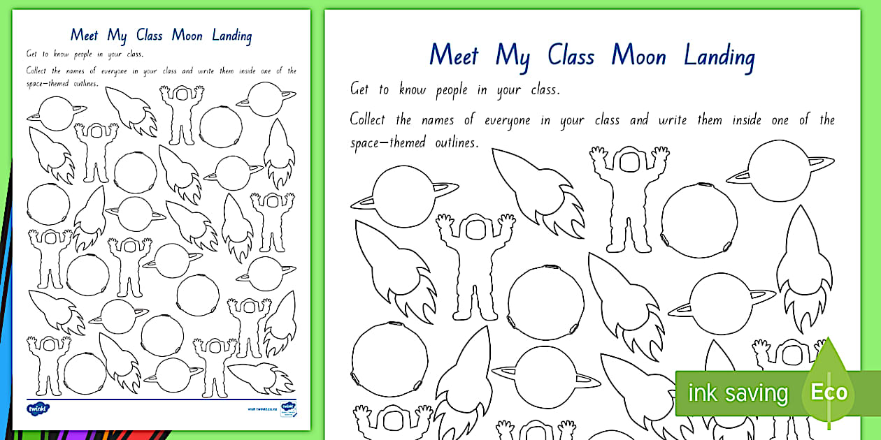 Moon Landing-Themed Meet My Class Activity - Twinkl