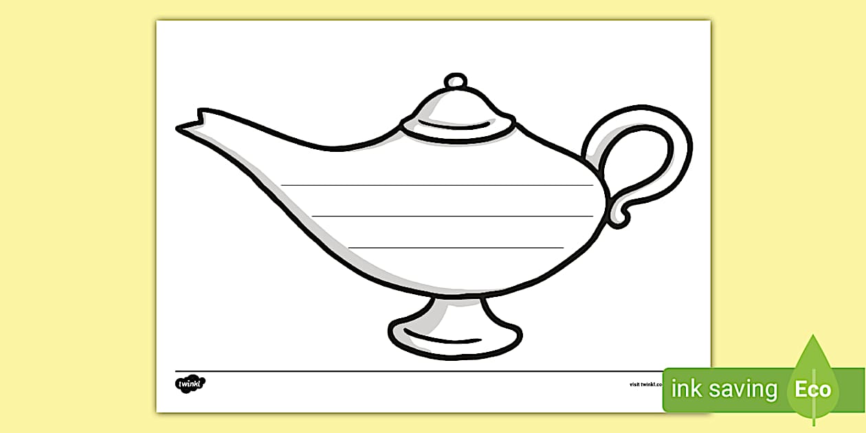 Genie Lamp Writing Template (Teacher-Made) - Twinkl