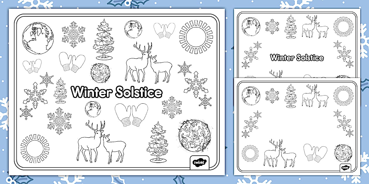 Let's Doodle! Winter Solstice Coloring Sheets - Twinkl