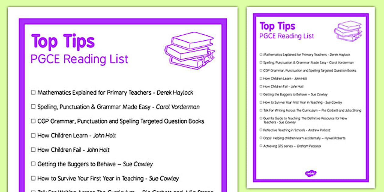 PGCE Preparation Checklist – Book List – Tips for Trainees
