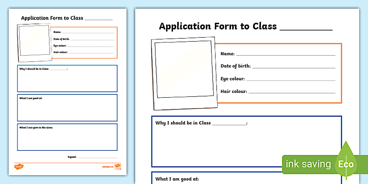 Transition Application To Class Worksheets (teacher made)