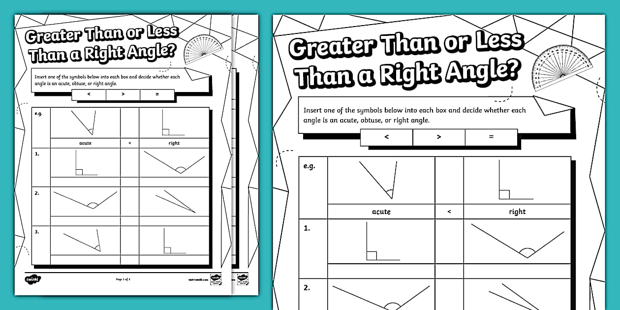 Fourth Grade Greater Than or Less Than a Right Angle