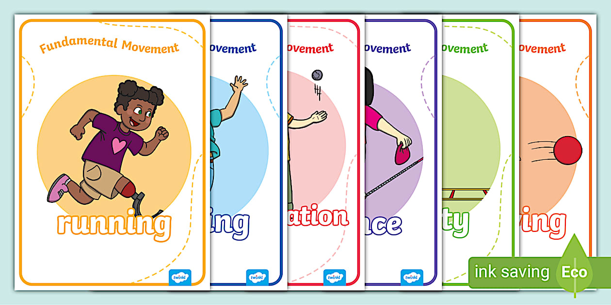 Cursive 7 Fundamental Movement Skills in PE Display Posters