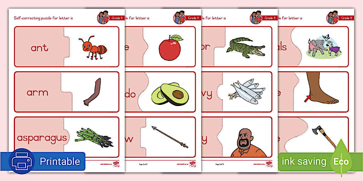 Grade R Phonics: Self-correcting Puzzles: Letter a