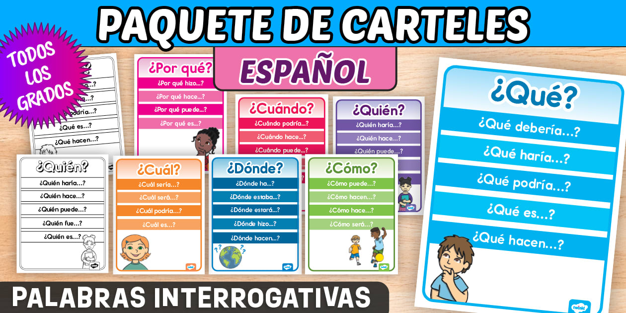 Paquete de carteles sobre palabras interrogativas - Twinkl
