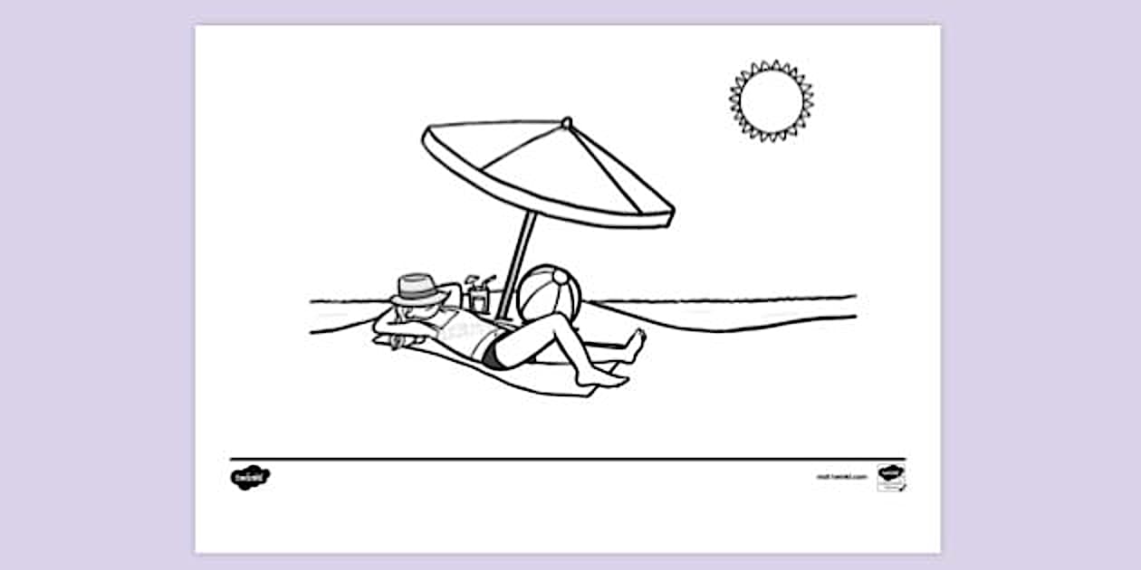 Printable Beach Colouring Page | Colouring Sheets - Twinkl