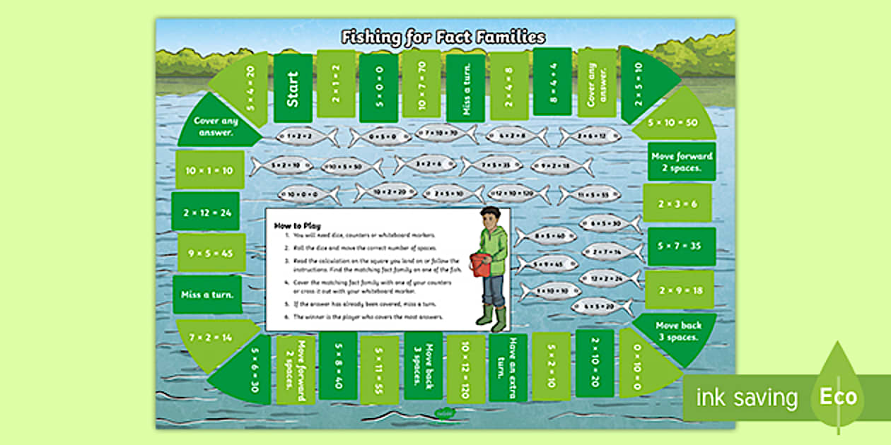Fishing for Multiplication and Division Facts Board Game
