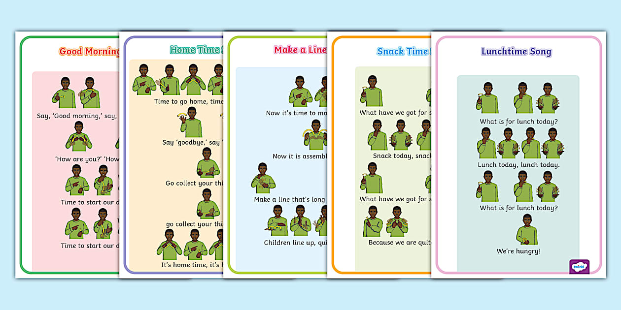 BSL EYFS Times of the Day Signed Songs Resource Pack