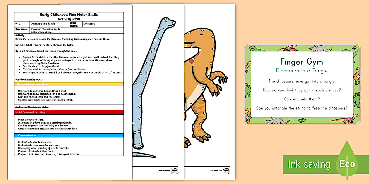 Dinosaur Lacing Cards | Special Education Resource | Twinkl