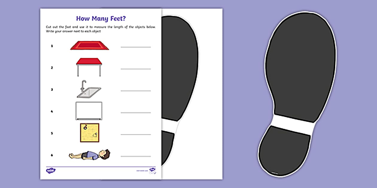 Editable How Many Feet Worksheet (teacher made) - Twinkl