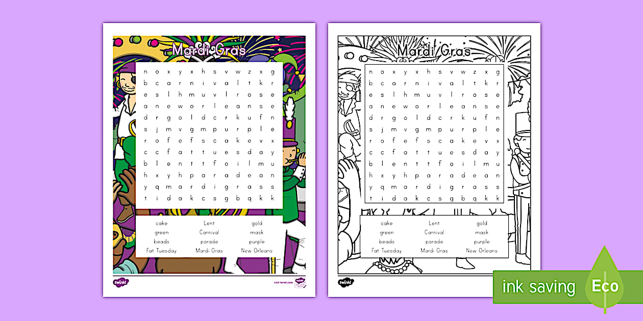 Mardi Gras Word Search | Fun ELA Activity | Twinkl USA