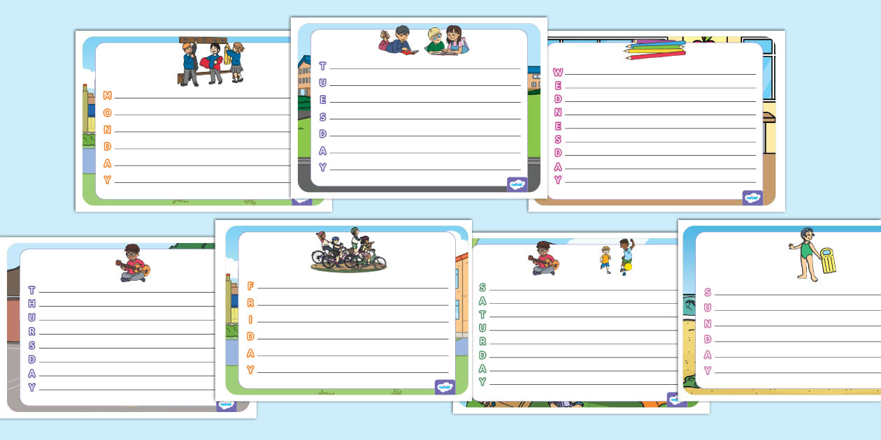 Days of the Week Acrostic Poem Template - Twinkl