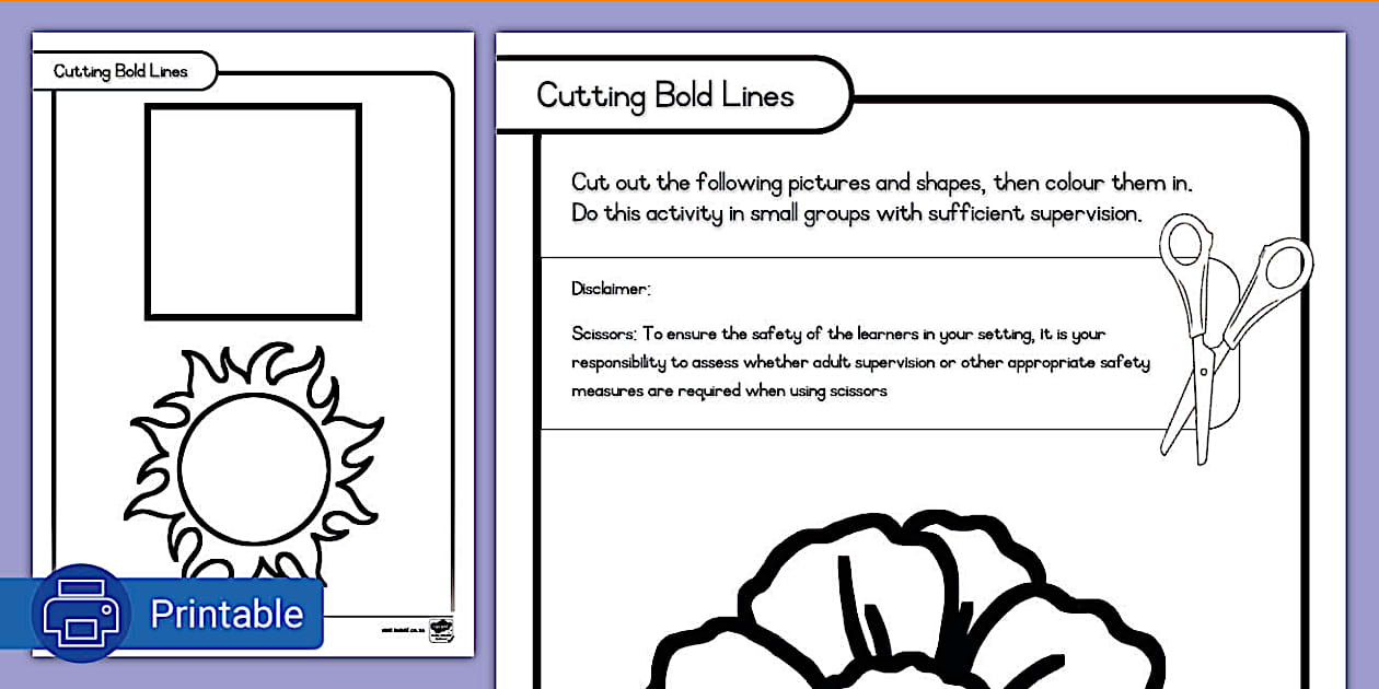 Grade R: Cutting Bold Lines (teacher made) - Twinkl