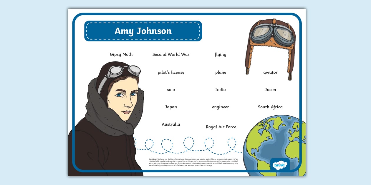 Amy Johnson Word Mat - Twinkl - KS1 (teacher made) - Twinkl