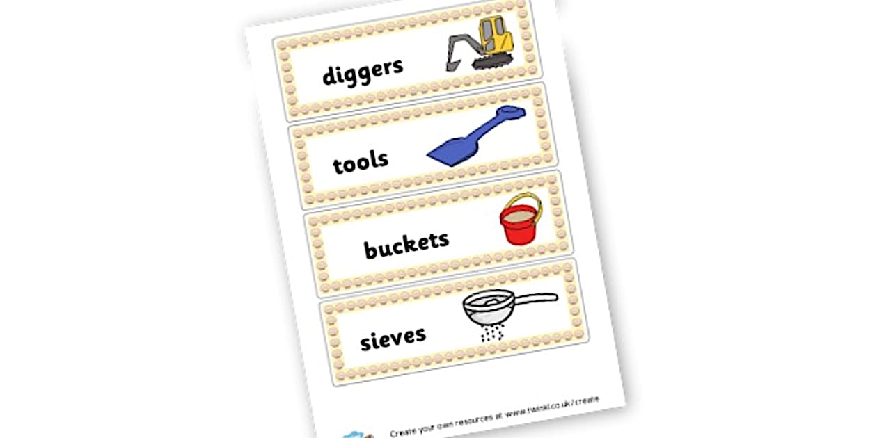 Sand Pictures and Labels - Classroom Management - Twinkl