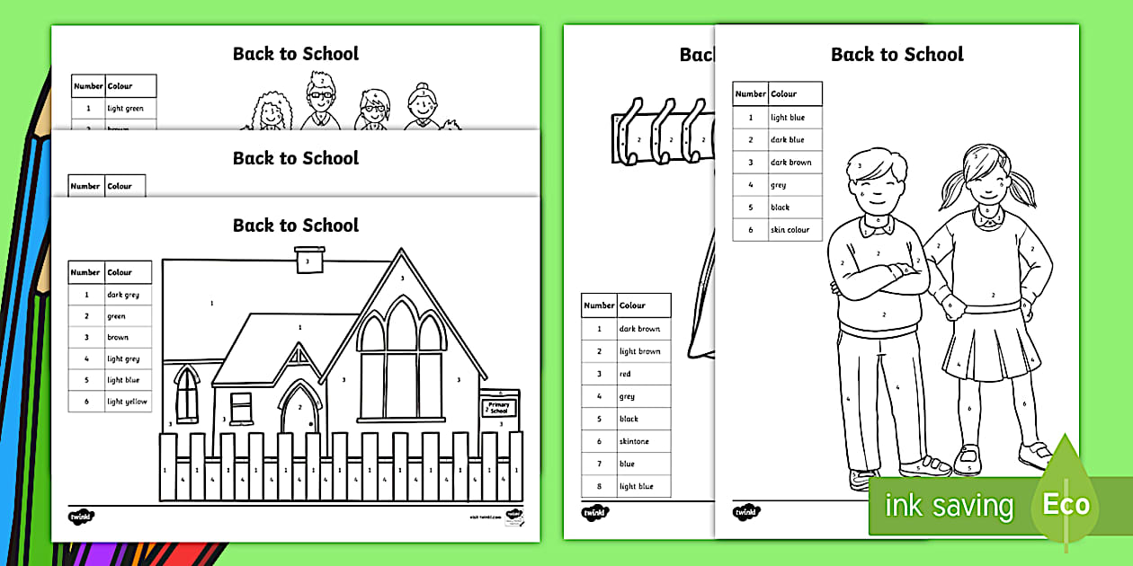 KS1 Back to School Color by Numbers Activity Pack - Twinkl