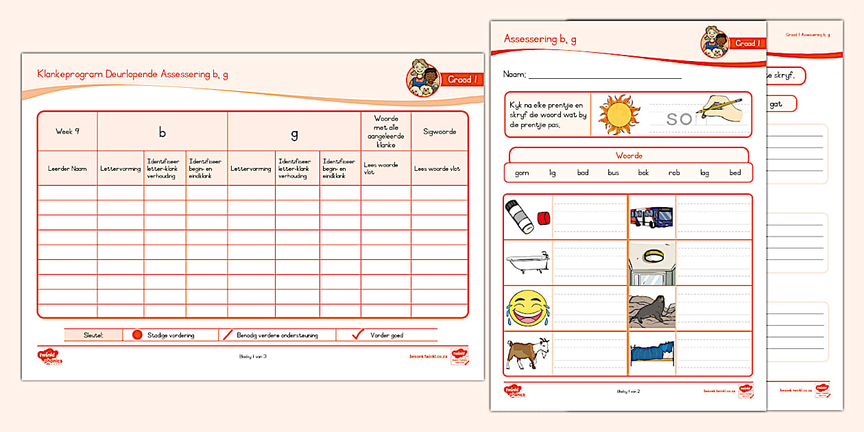 Graad 1 Klanke Assessering b, g (Teacher-Made) - Twinkl