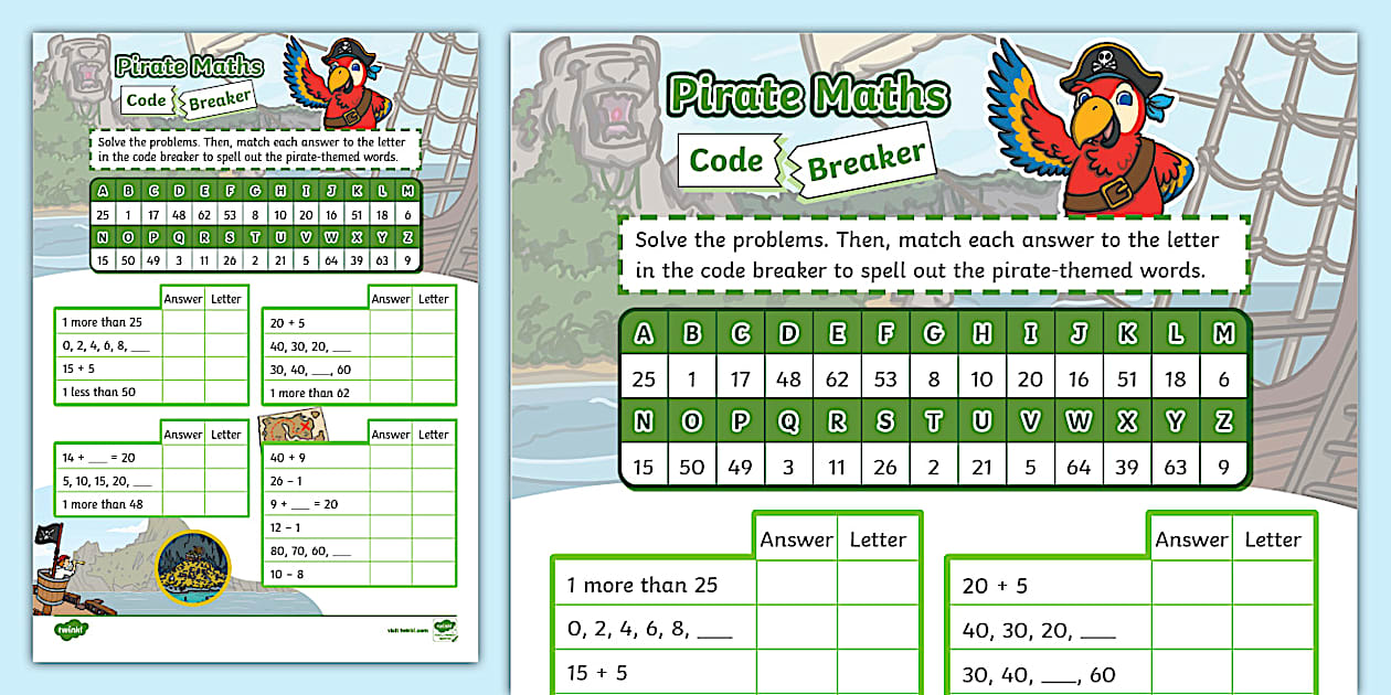 👉 Year 1 Pirate Maths Code Breaker (Teacher-Made)