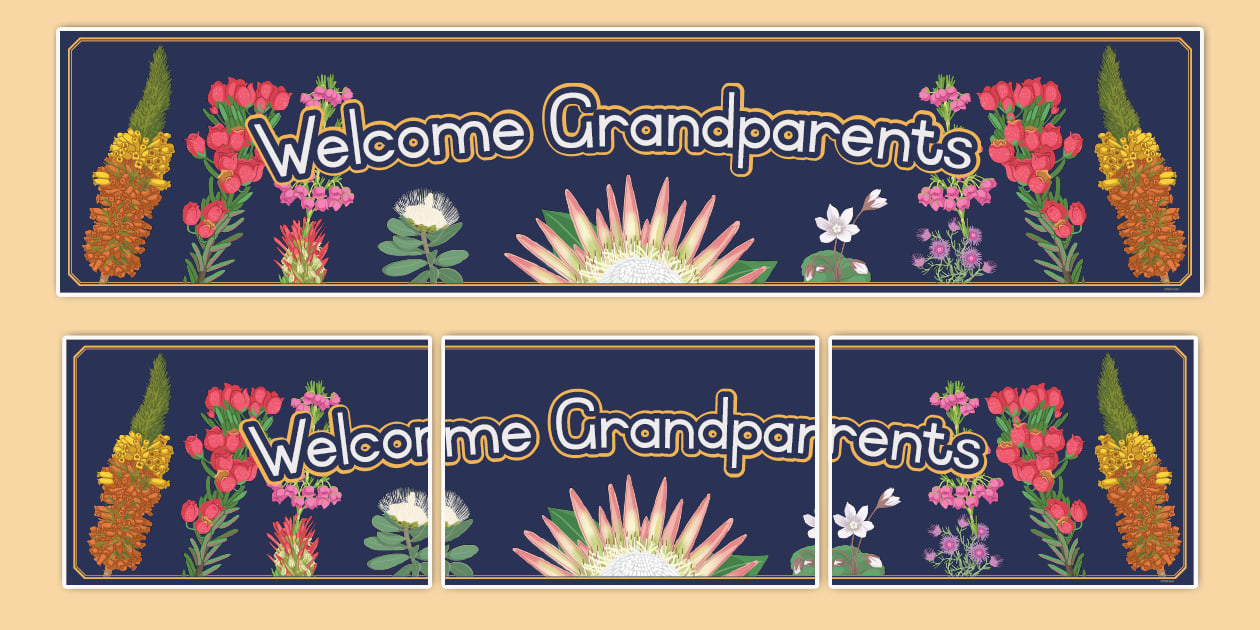 Fynbos-Themed Welcome Grandparents Display Banner - Twinkl