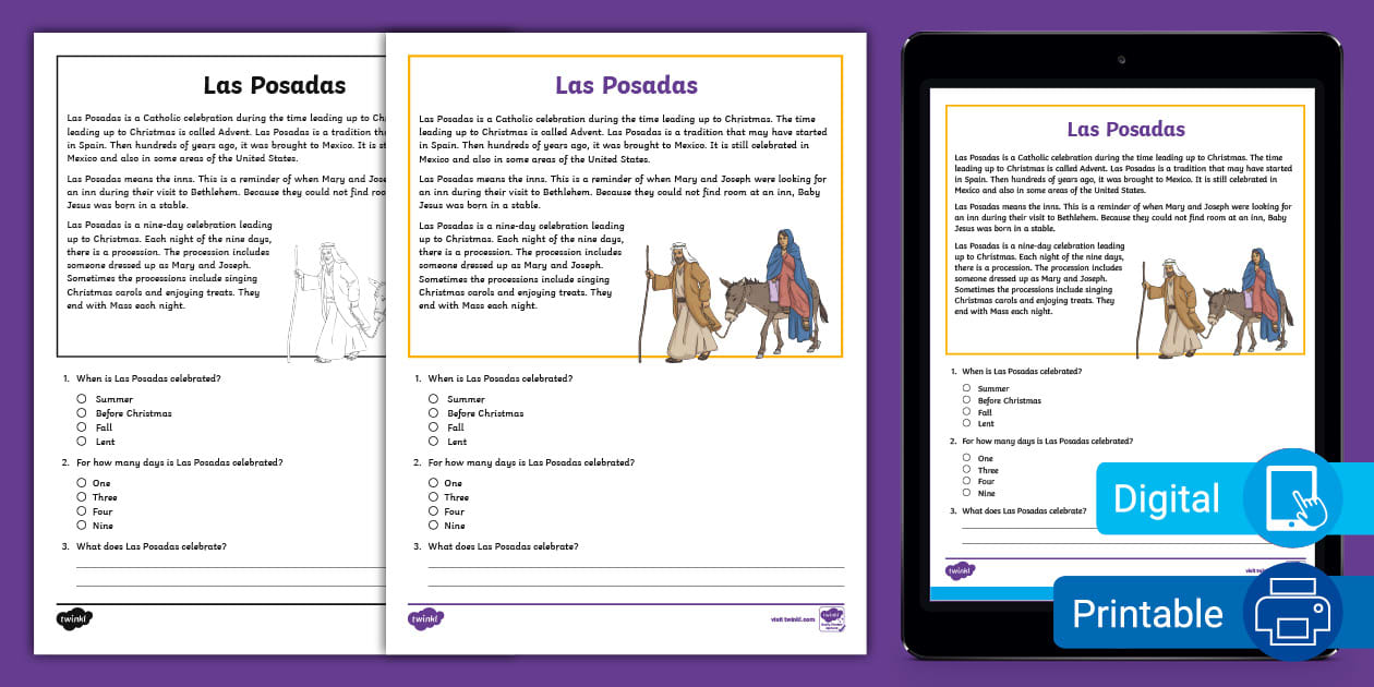 Third Grade Las Posadas Reading Passage Comprehension