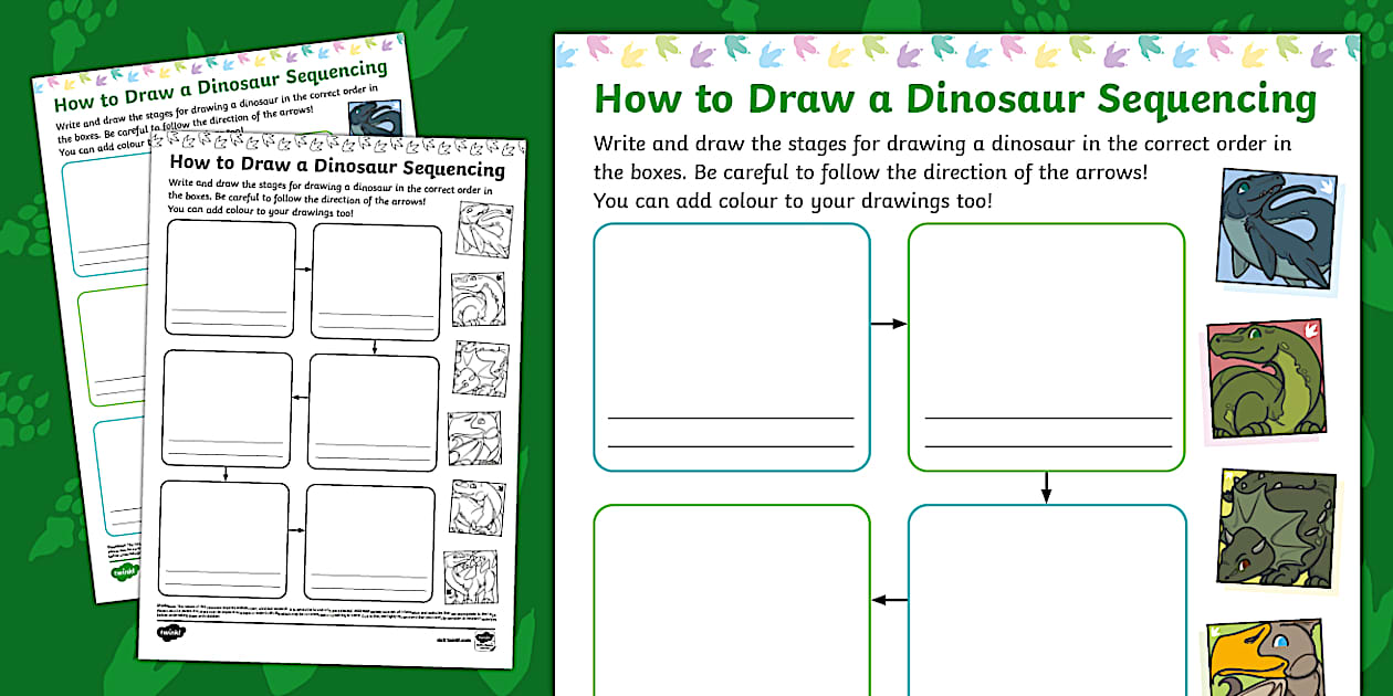 How to Draw a Dinosaur Sequencing Mind Map (teacher made)