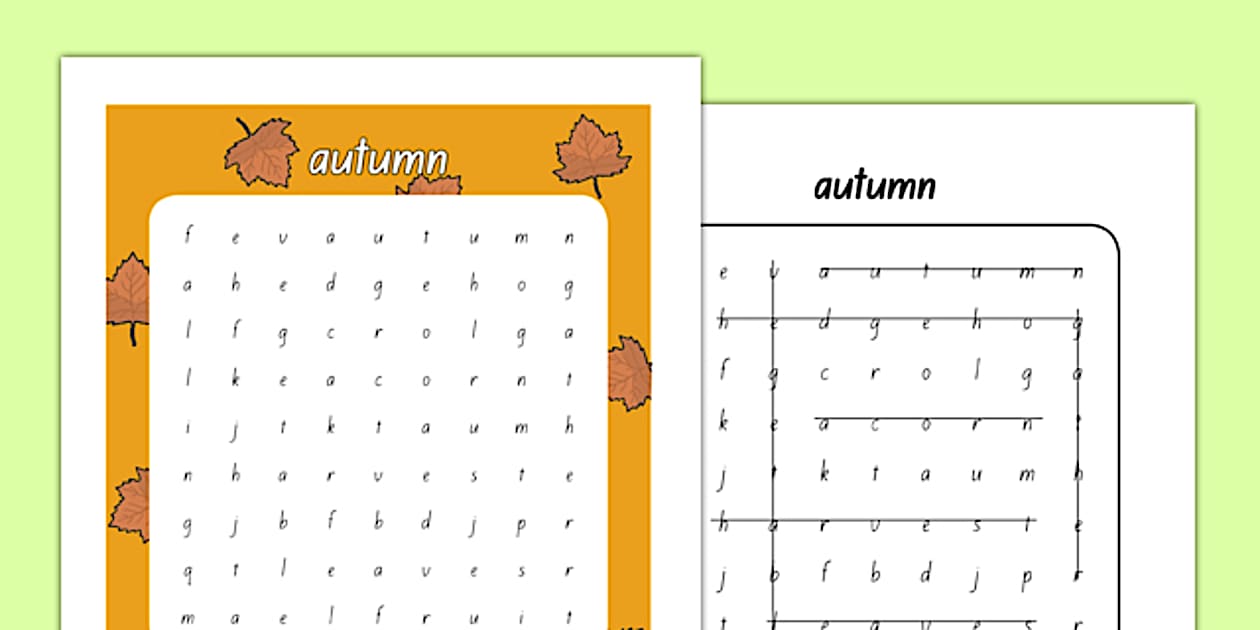 Autumn Word Search (Teacher-Made) - Twinkl