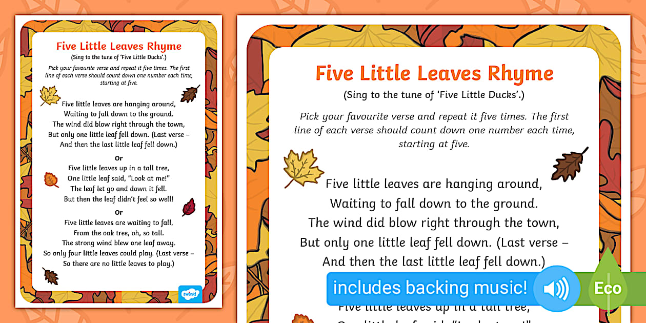 Five Little Leaves Rhyme - Autumn Leaves Preschool Rhyme