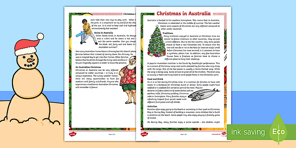 QLD Christmas in Australia Fact File (teacher made) - Twinkl