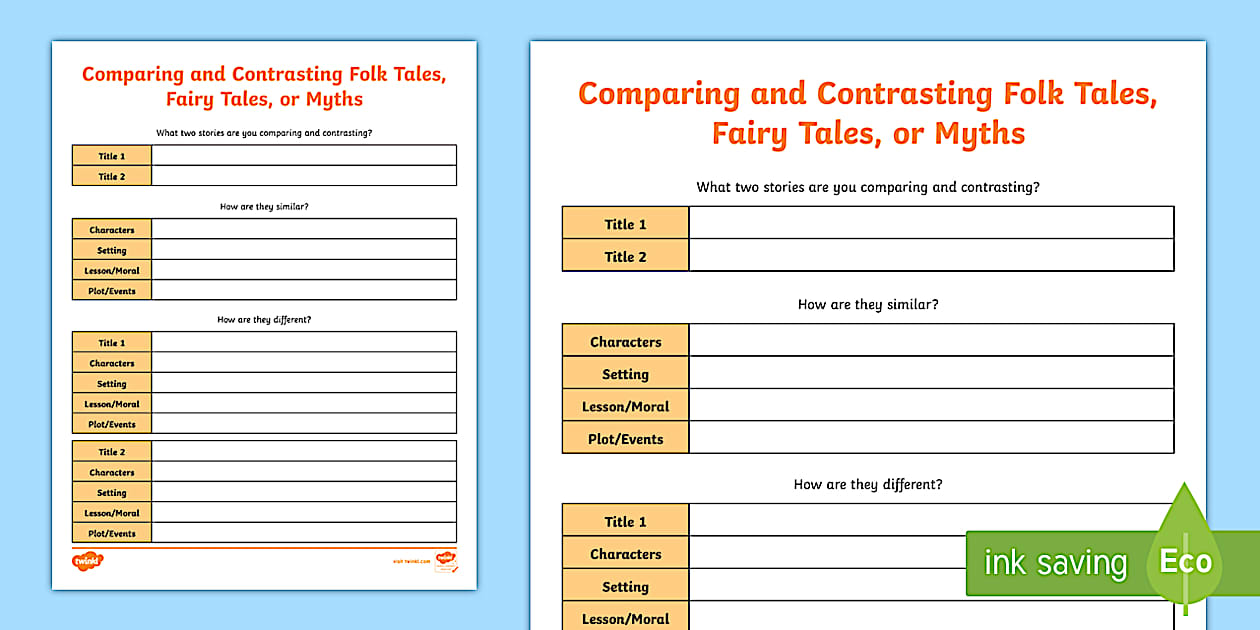 Comparing and Contrasting Folktales Worksheet (teacher made)