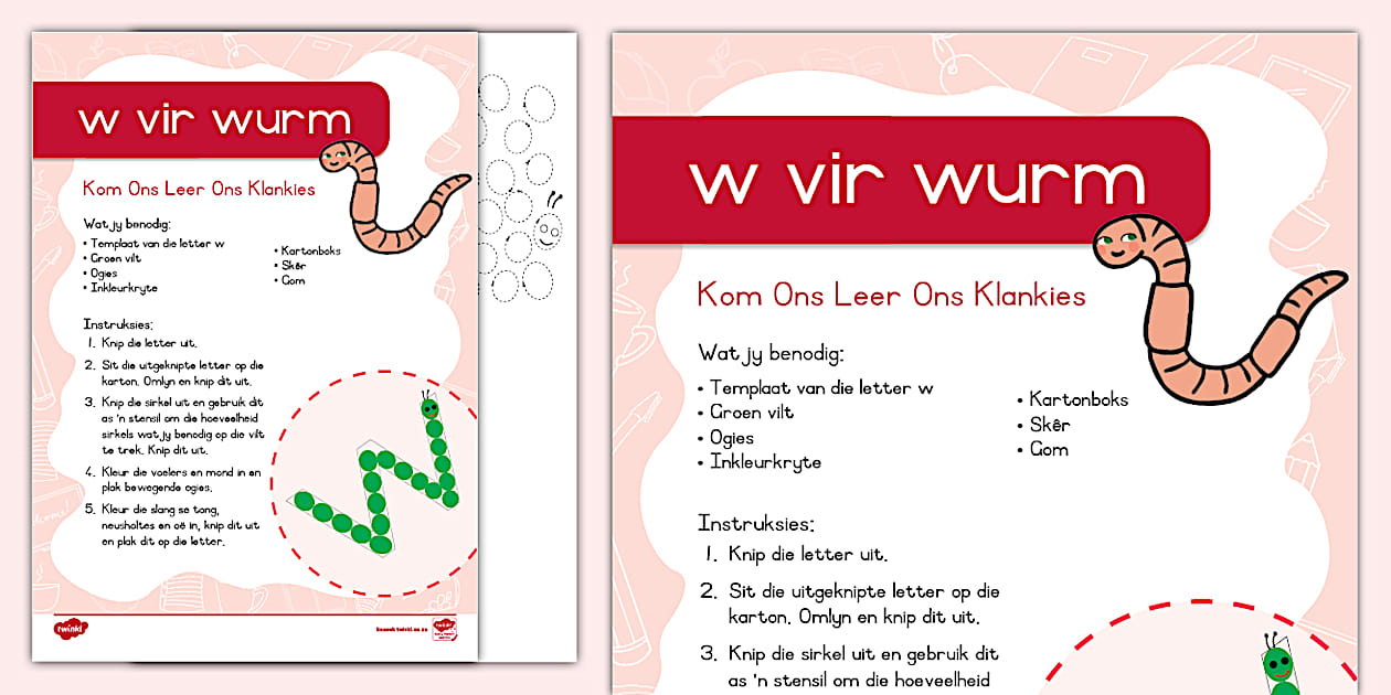 Graad R Klanke Sensoriese Klank w (teacher made) - Twinkl