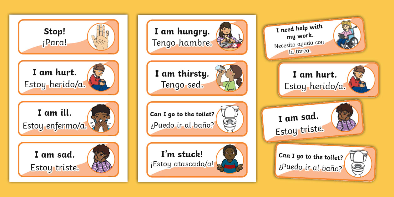 EAL Survival Word Cards English/Spanish (teacher made)