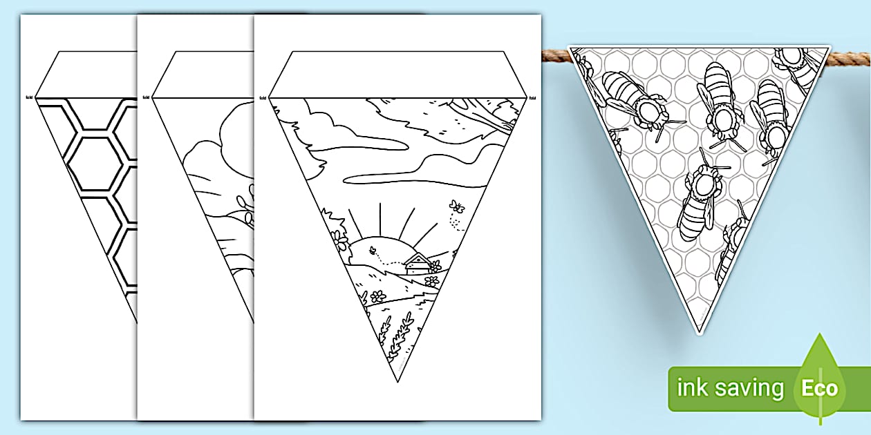 Bees Colouring Bunting - Twinkl - KS1 (teacher made)