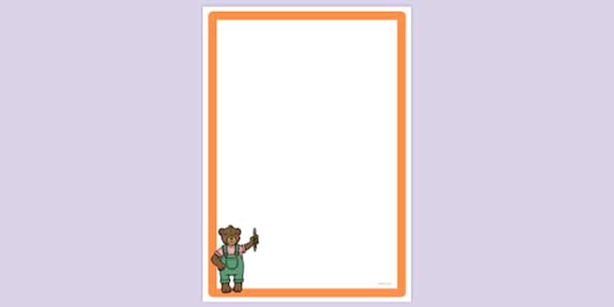 Bear with Pencil Page Border | Page Borders | Twinkl
