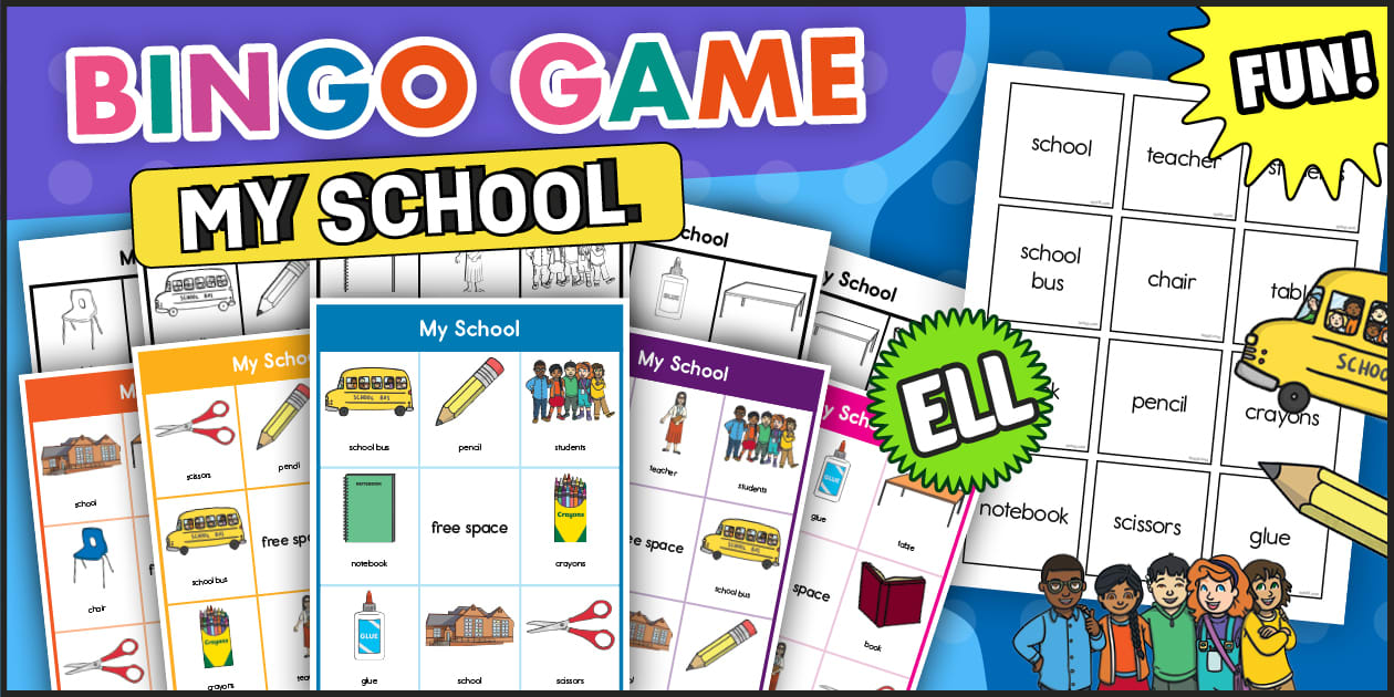 My School Bingo for ELL Newcomers (teacher made) - Twinkl