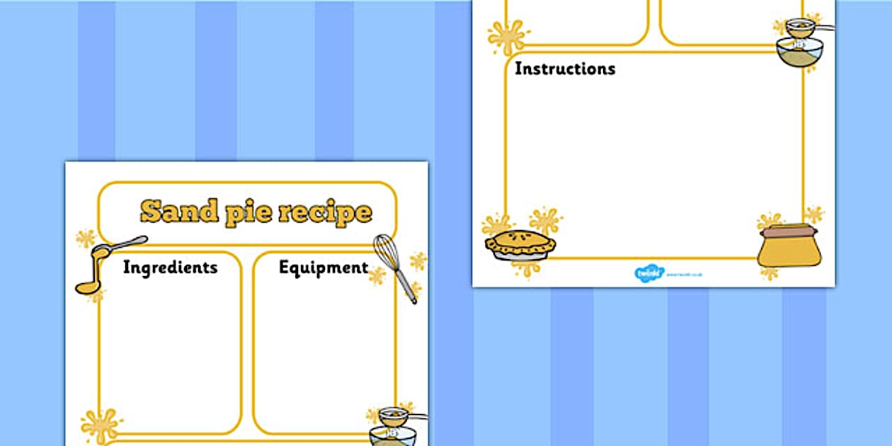 Sand Pie Recipe Writing Frame (teacher made) - Twinkl