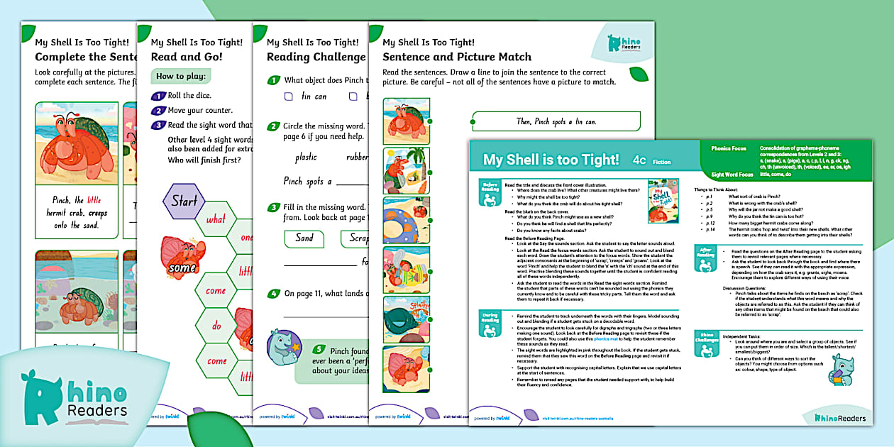 Level 4c My Shell is Too Tight! Guided Reading Pack - Twinkl