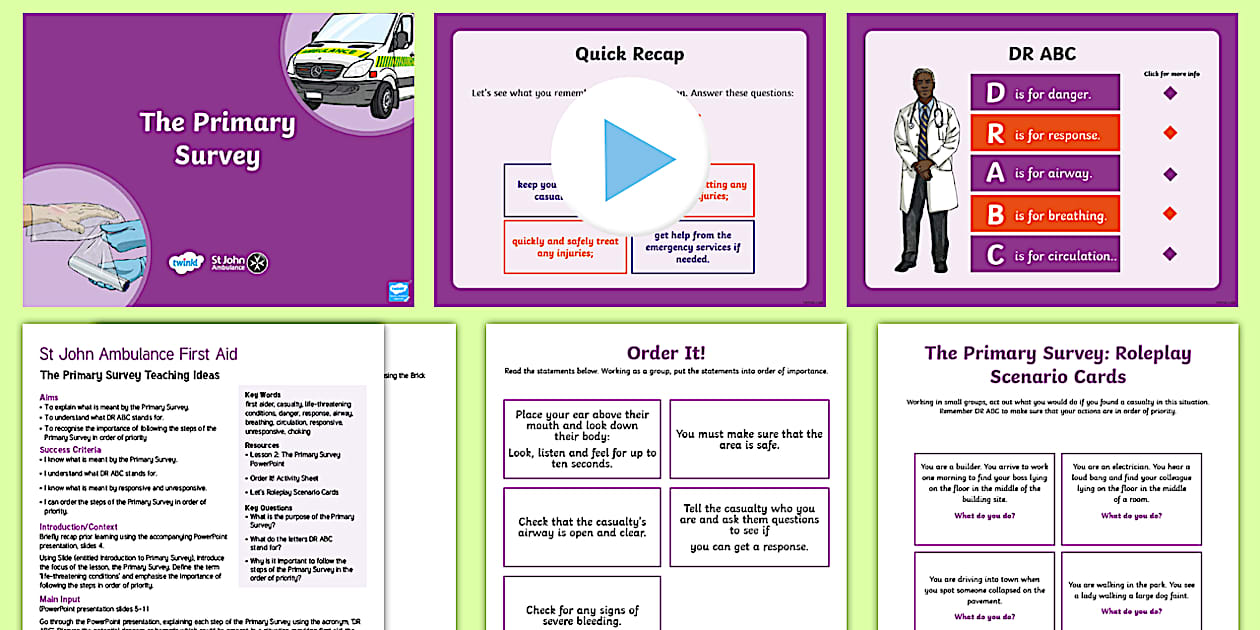FREE! - St John Ambulance First Aid: The Primary Survey Lesson Pack