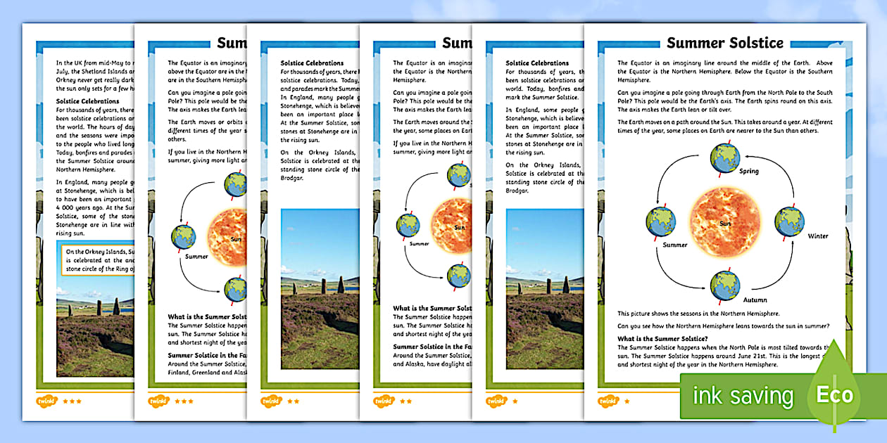 Lower Ability All About Summer Solstice Differentiated Fact File
