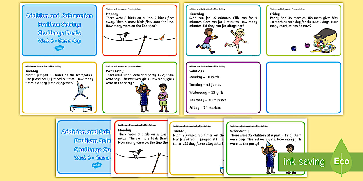 problem solving, number, word problems, one step, two step, renaming,Irish
