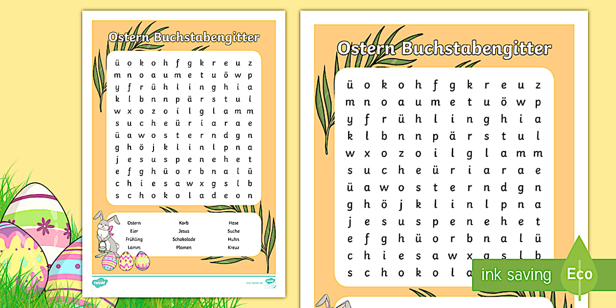 Black and White Ostern Buchstabengitter (teacher made)