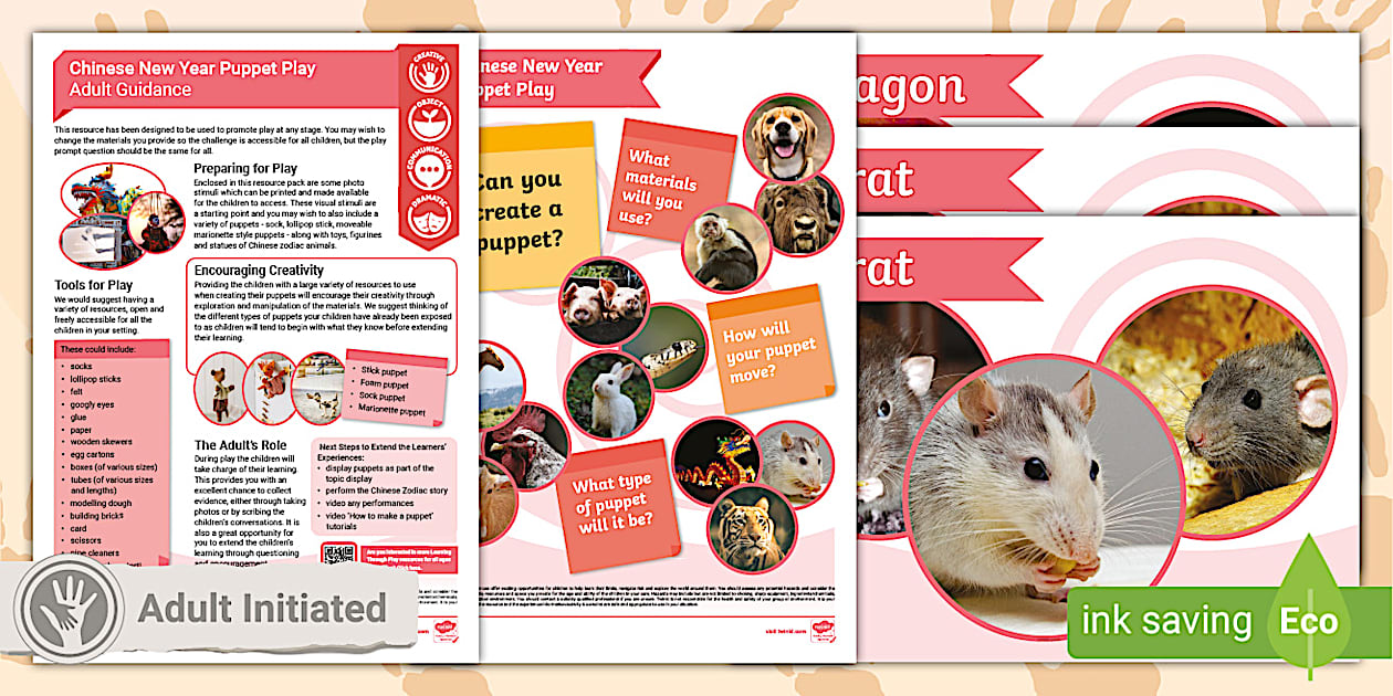 Chinese New Year Zodiac Puppet Play Prompt Pack