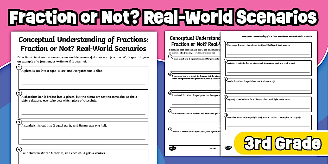 Fraction or Not? Real-World Scenarios Worksheet