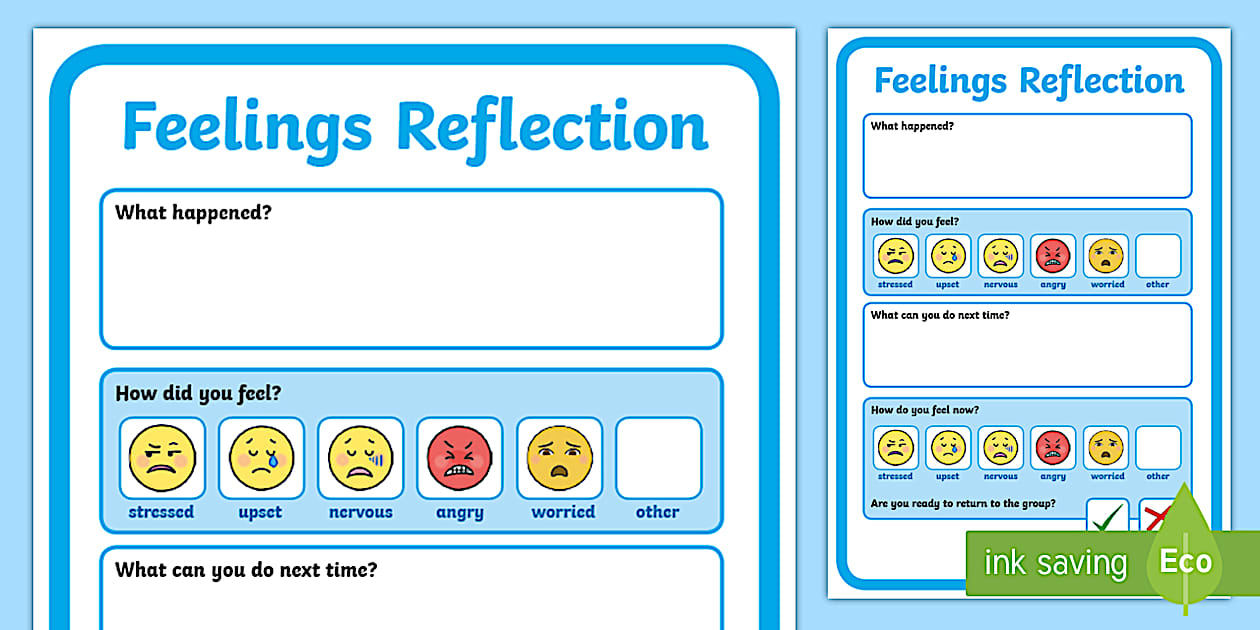 Black and White Feelings Reflection Writing Frame - Twinkl