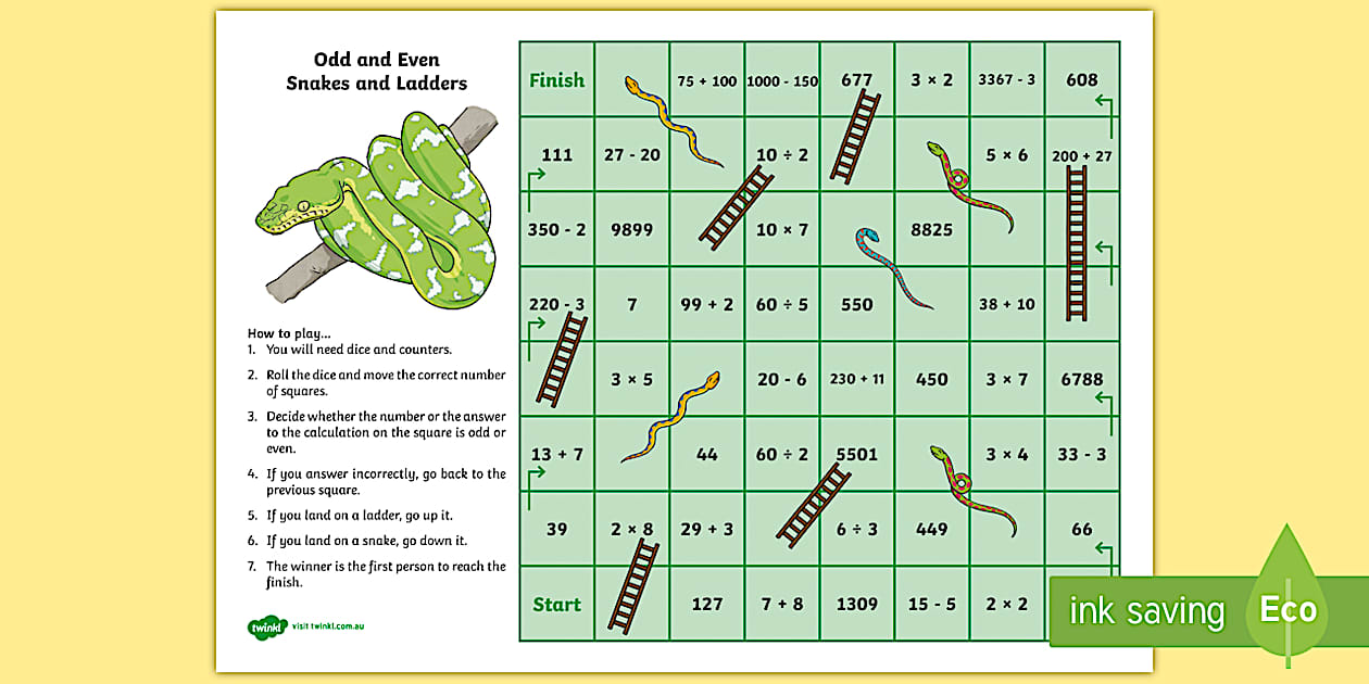 Editable Odd or Even Snakes and Ladders - Twinkl